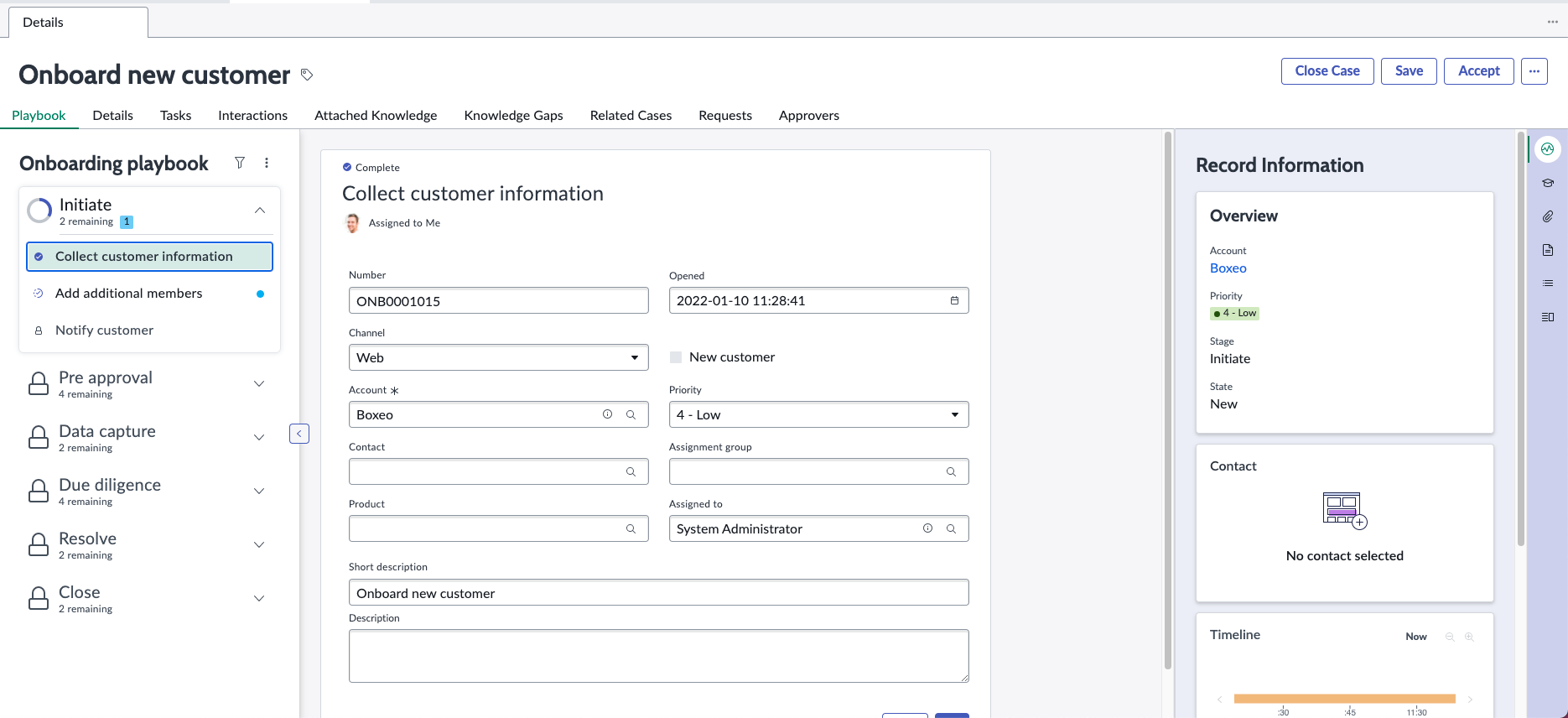 Case Playbook for Onboarding