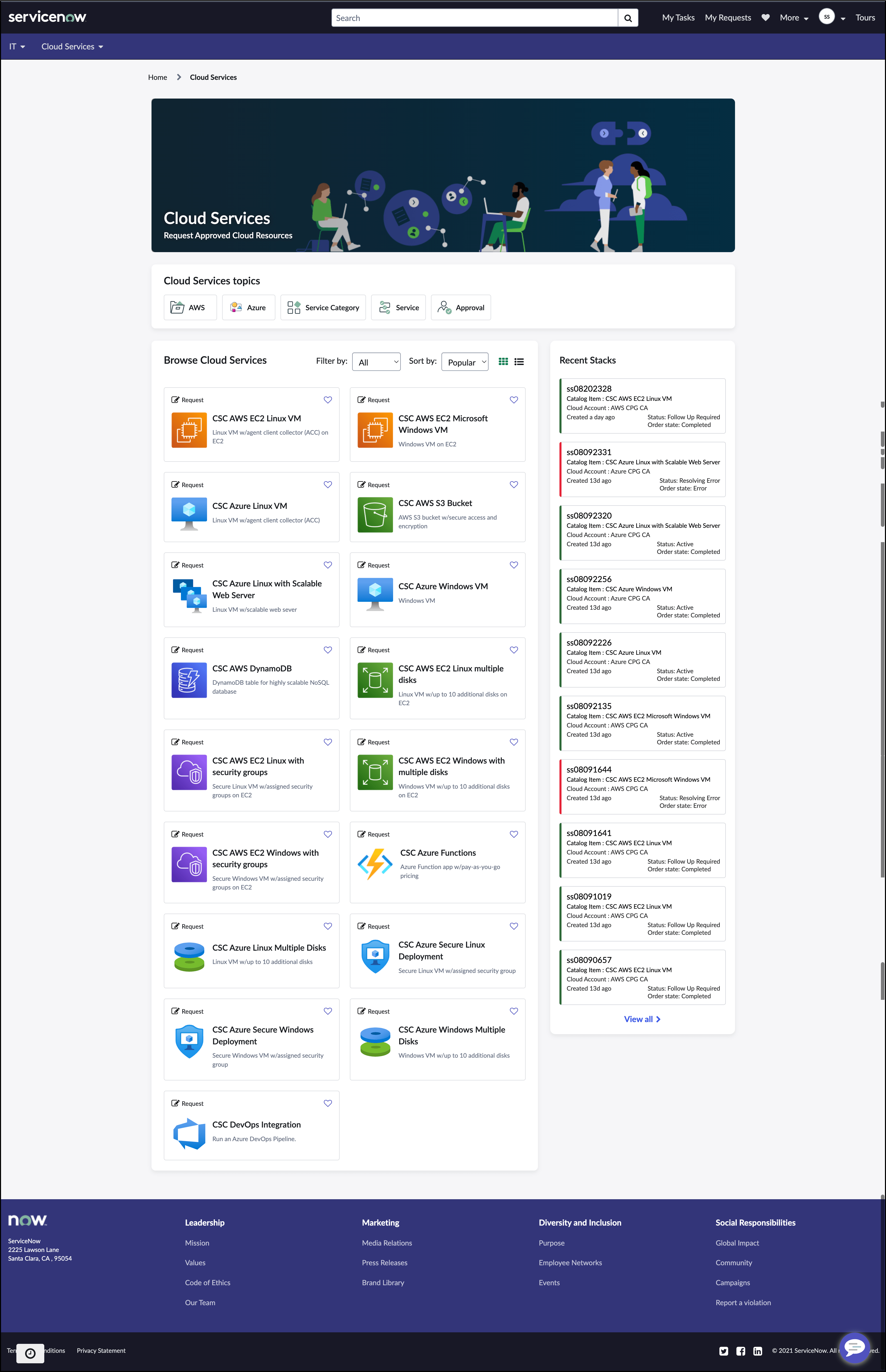 Cloud Services Catalog