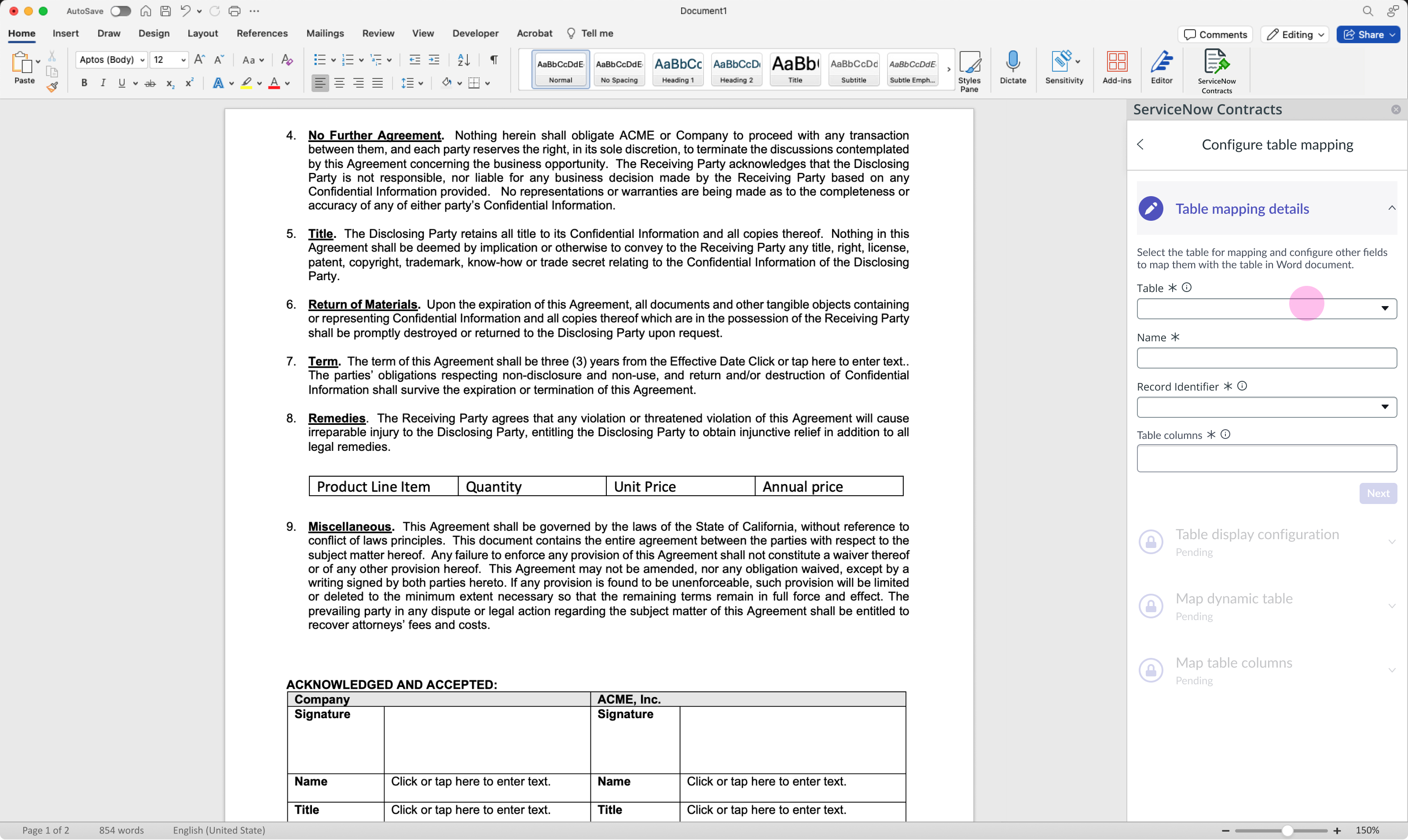 Contract Template Microsoft Word