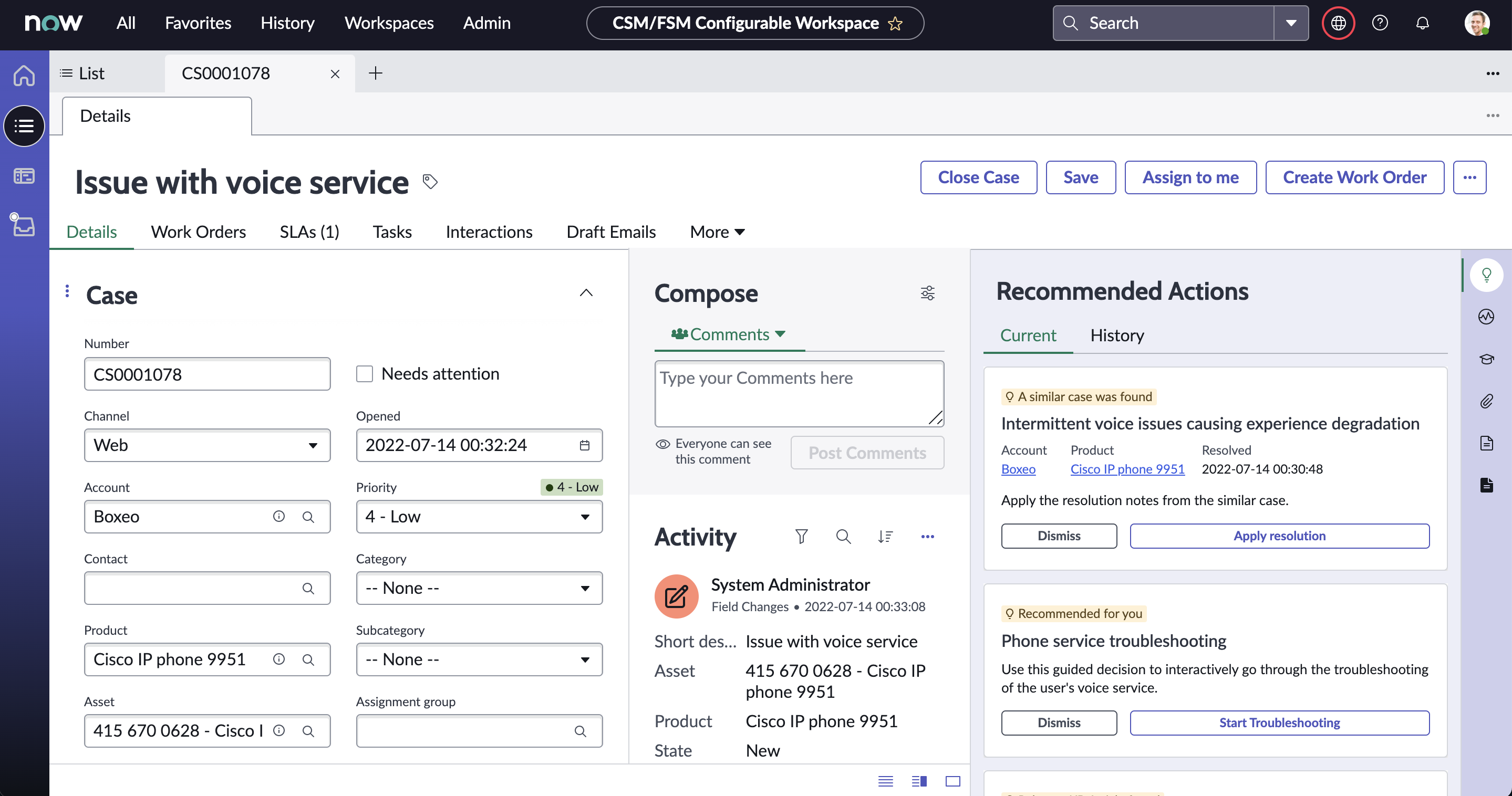 Recommended Actions - ServiceNow App