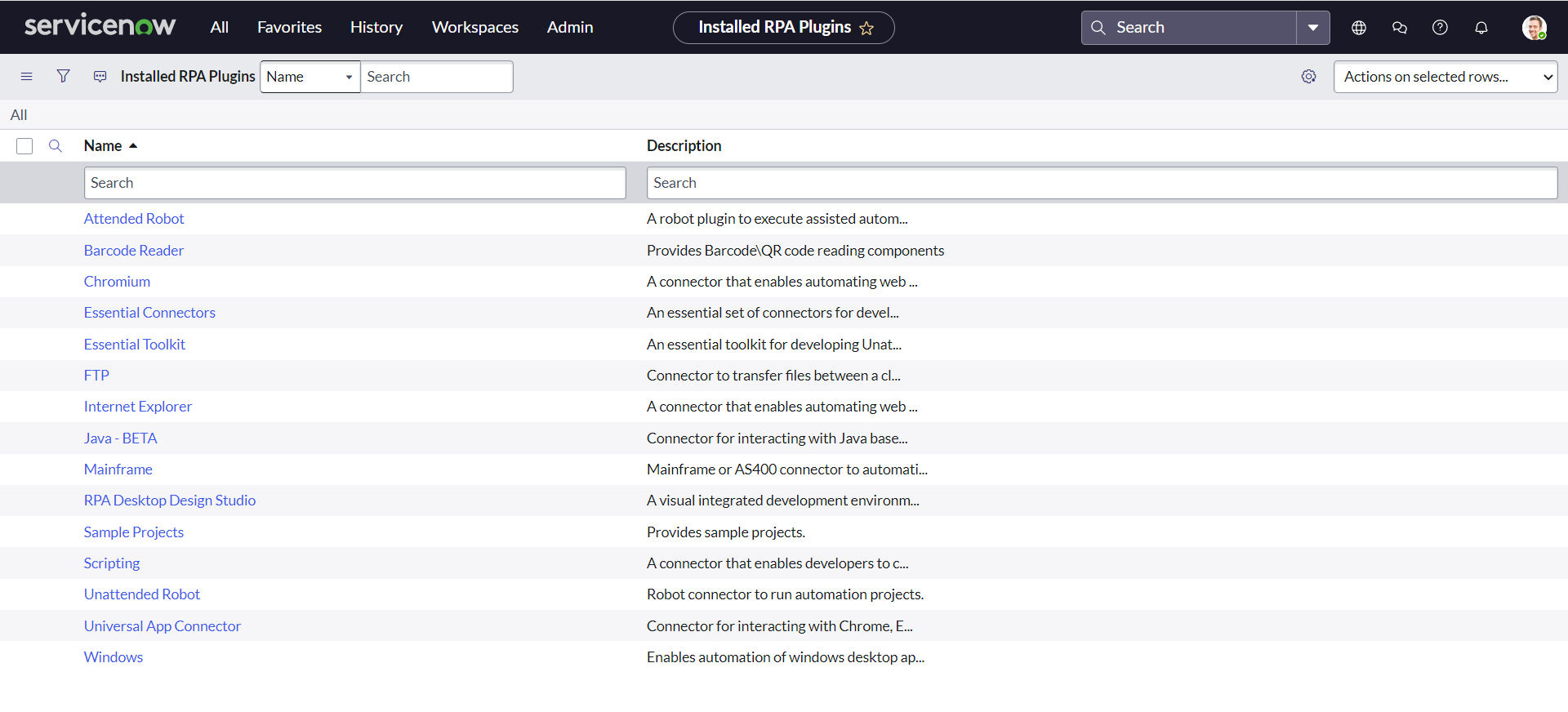 RPA Plugin Bundle - ServiceNow App